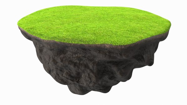 3D Round Soil Ground Cross Section with Green Grass Fur model ...