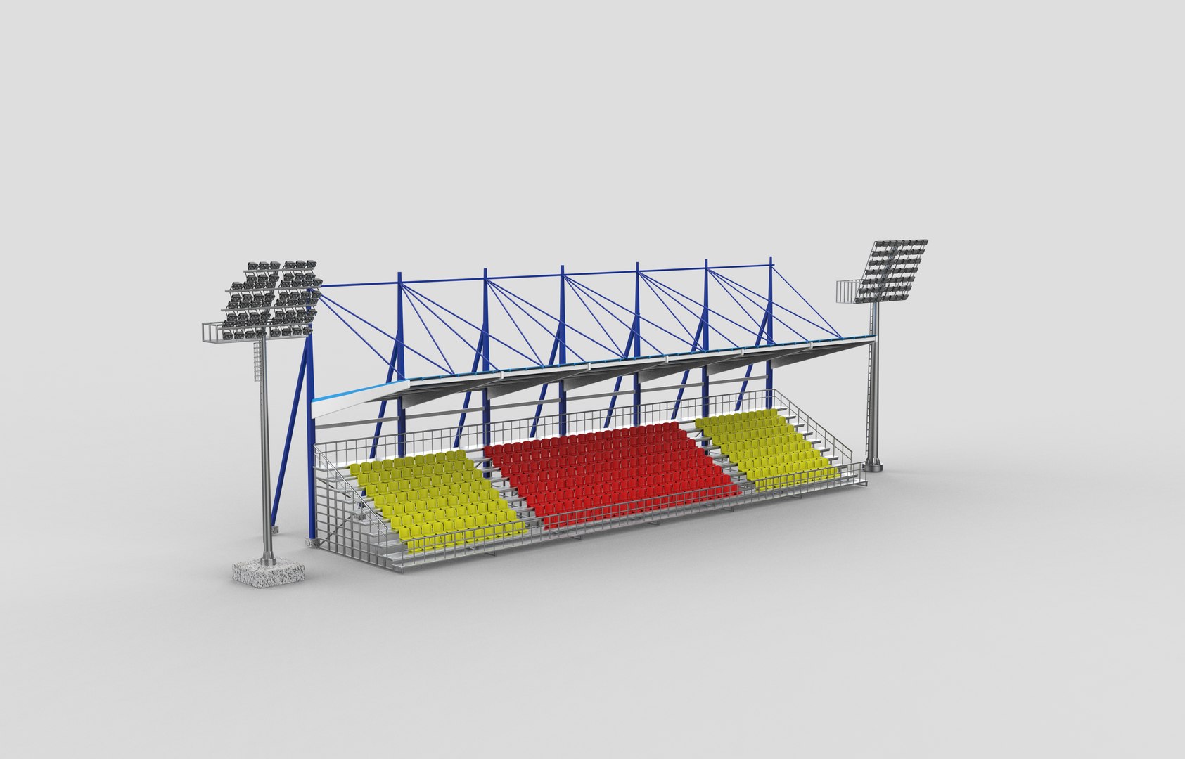 Stadium Seating Tribune With Light 3D Model 3D Model - TurboSquid 2461031