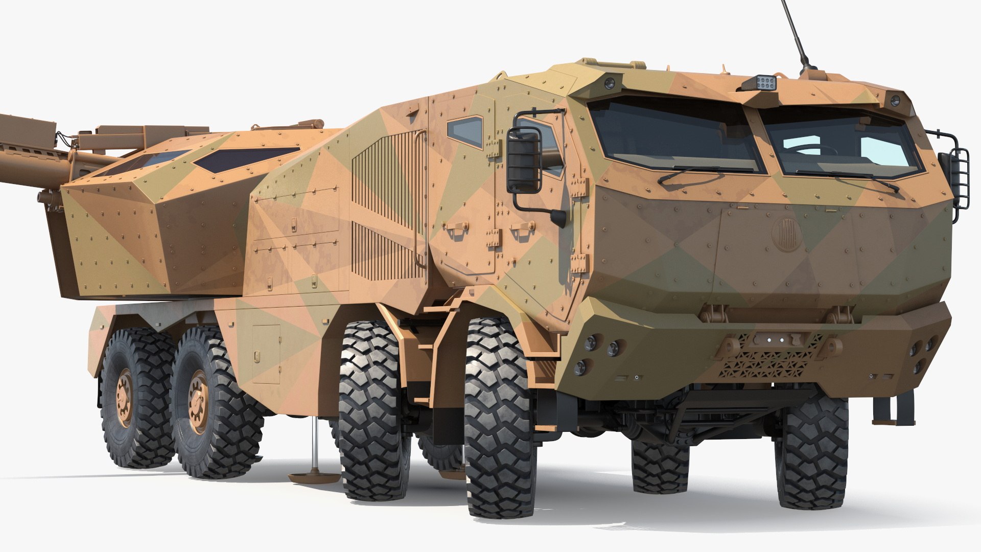 Wheeled Armored Howitzer In Desert Camouflage Rigged For Cinema 4D ...