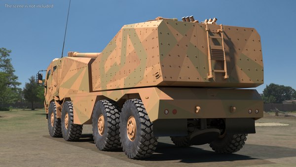 modelo 3d Obús blindado con ruedas con camuflaje desértico preparado ...