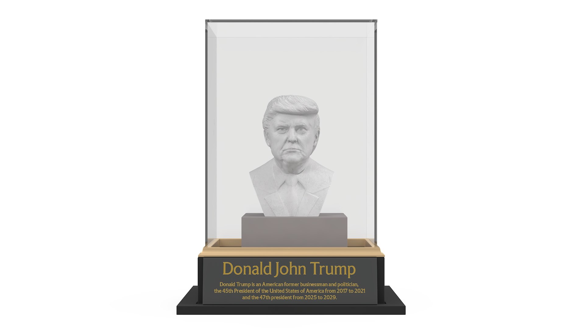 Plaster Bust Of Trump Behind Protective Glass 3D - TurboSquid 2318851