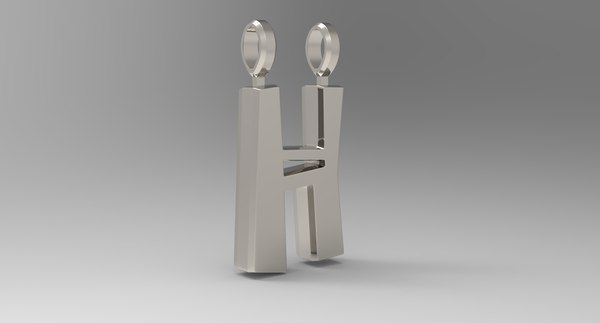 modelo 3d Colgante Letra H Platino - TurboSquid 1900566