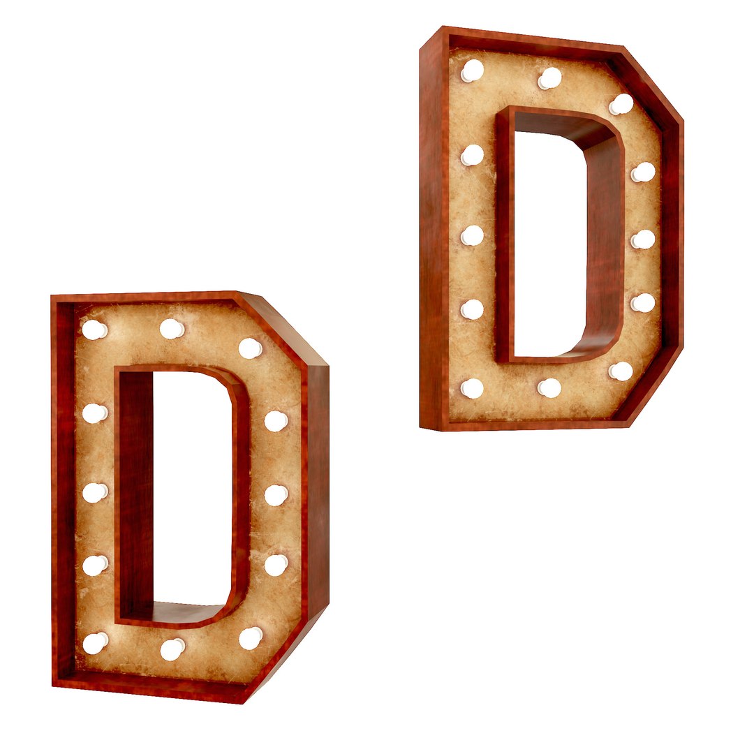 Marquee Letter D Wooden Glow Sign 3D - TurboSquid 1975835