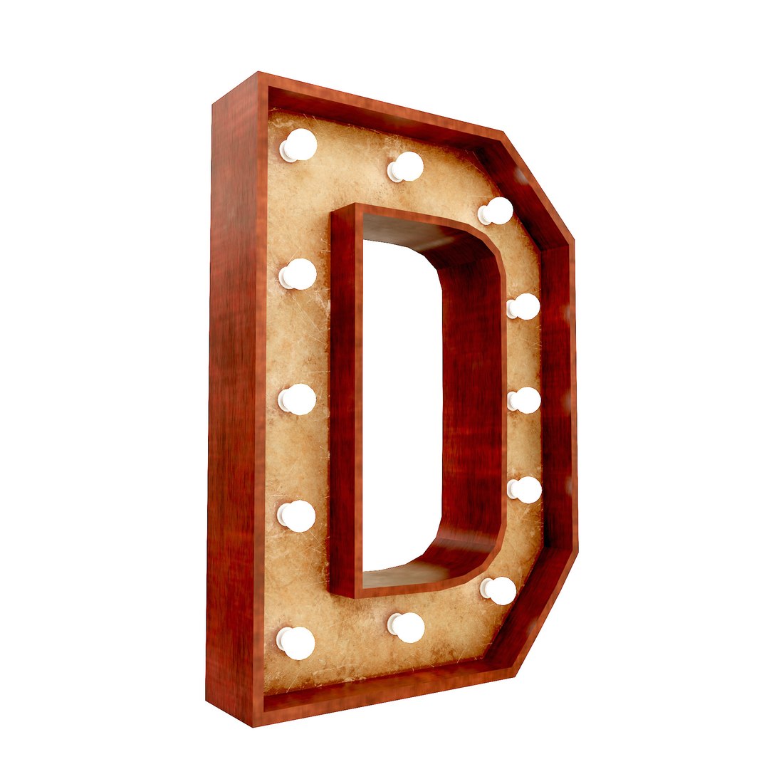 Marquee Letter D Wooden Glow Sign 3D - TurboSquid 1975835