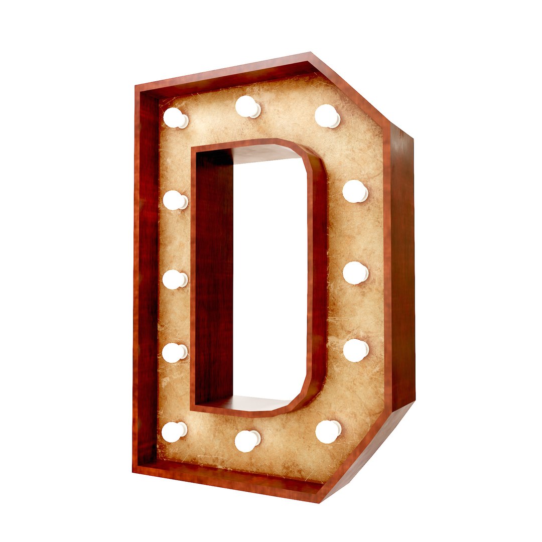 Marquee Letter D Wooden Glow Sign 3D - TurboSquid 1975835