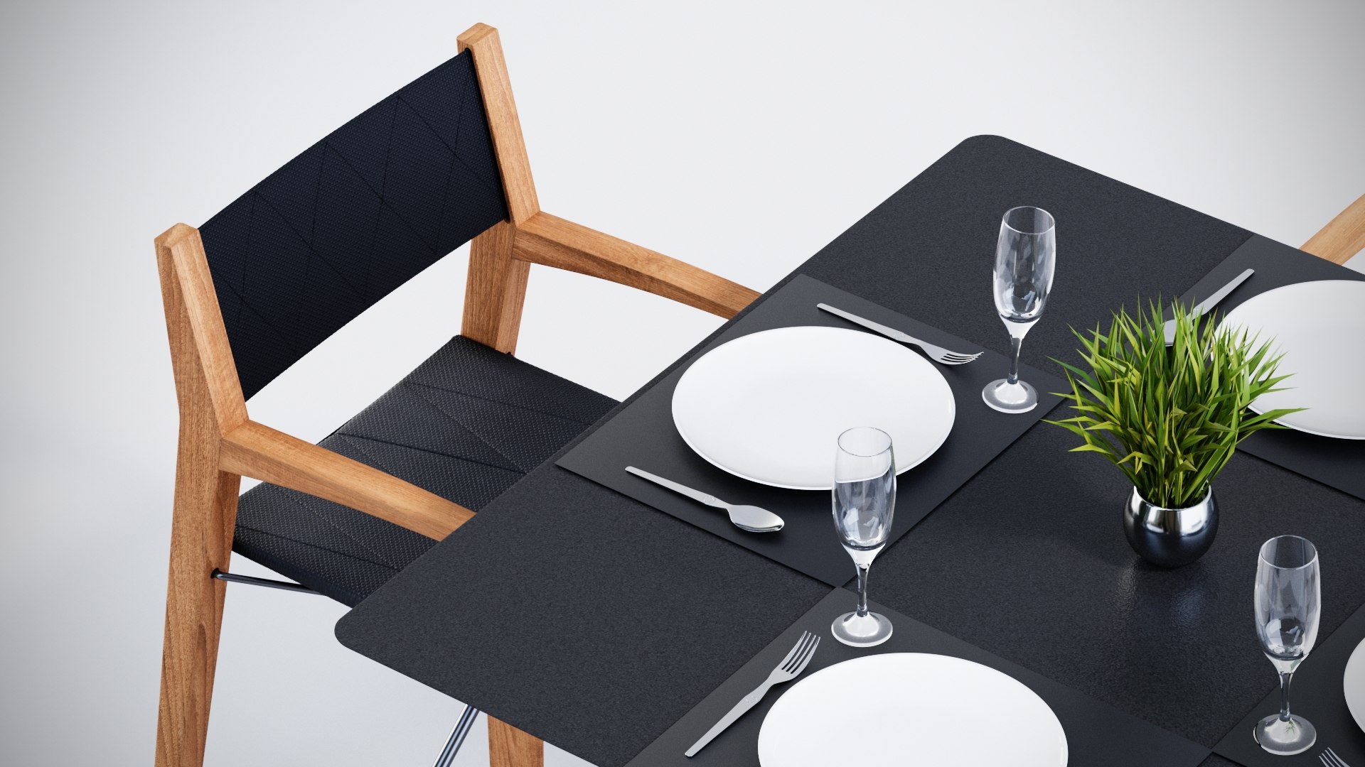 Dining Square Table With 4 Director Chairs 3D Model - TurboSquid 2156570