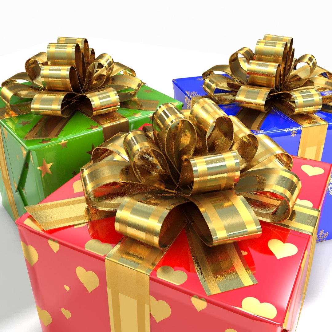 gift red green blue 3d model