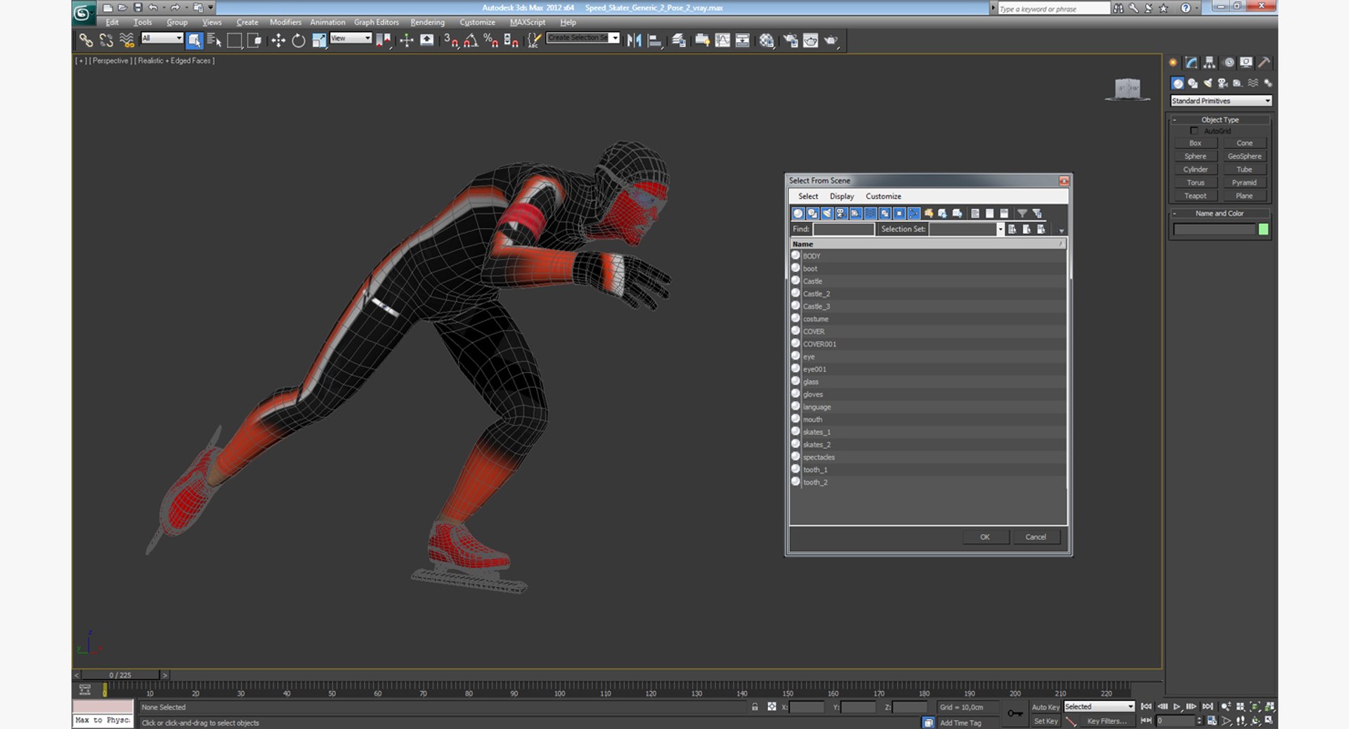 3d model speed skater generic 2