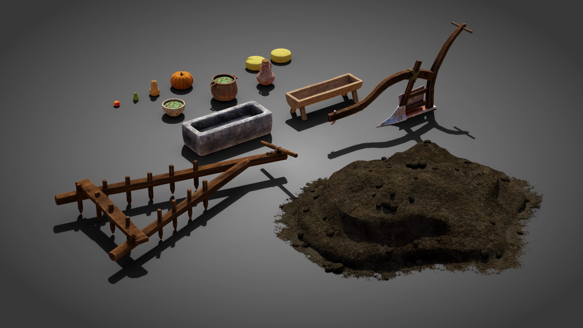 Medieval Farmer Props 3D Model - TurboSquid 2163648