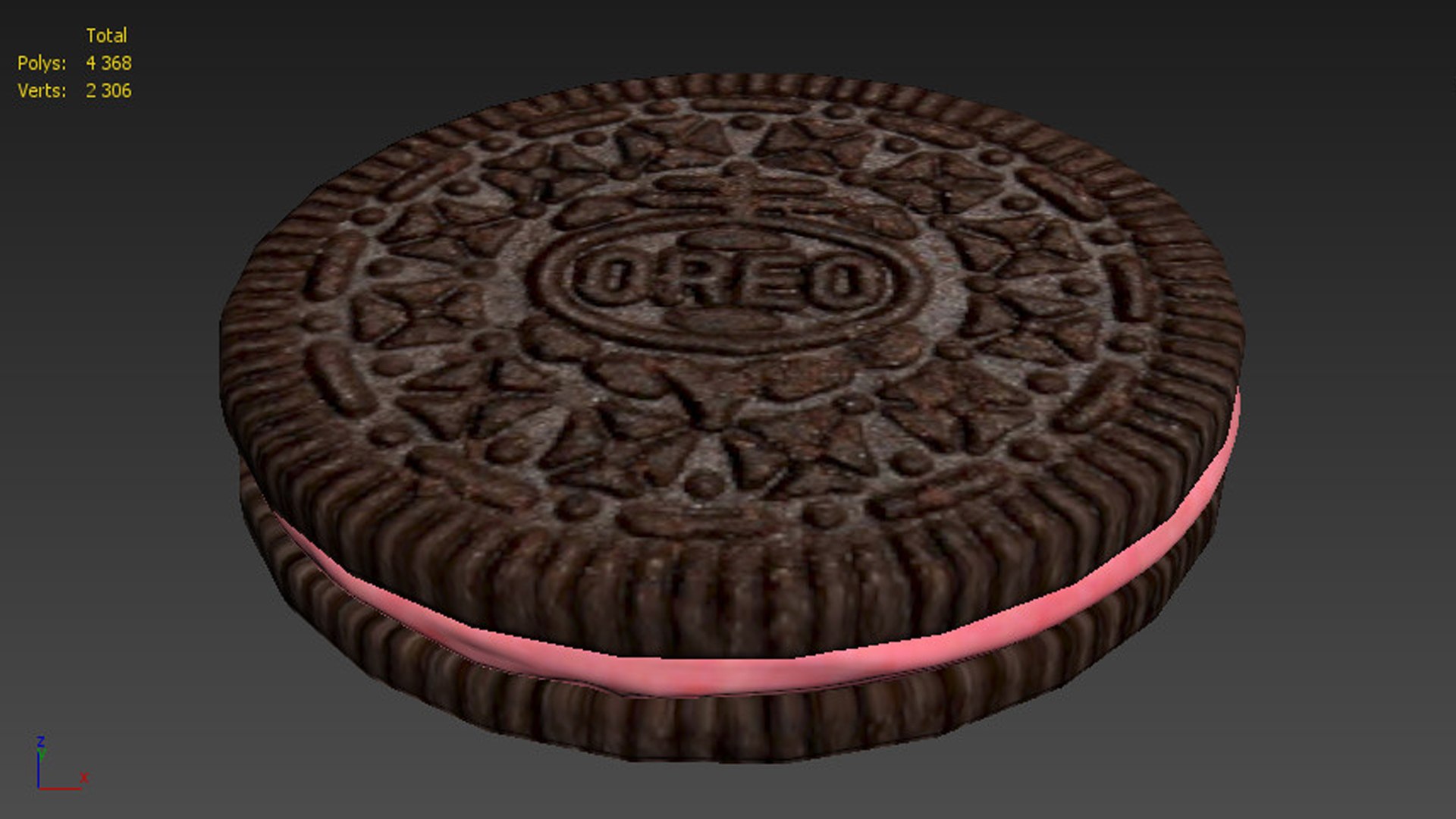 3D Oreo Cookie With Strawberry Cream - TurboSquid 1916297