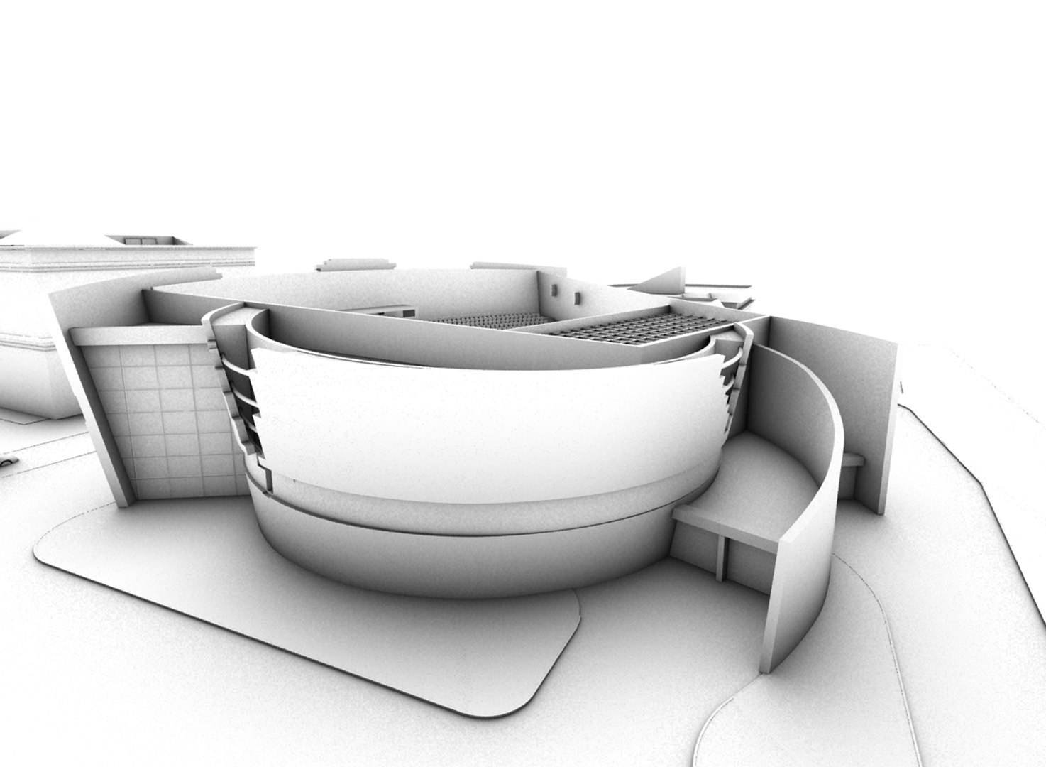 3D Modern Theater Architectural Structure With Square And Arched ...