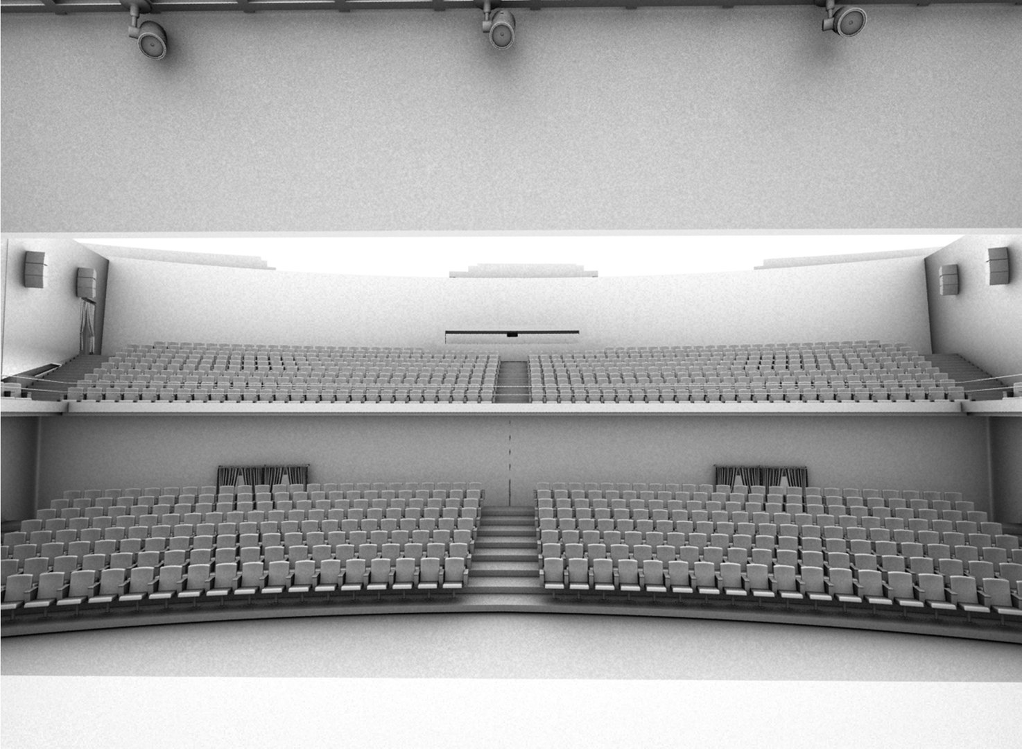 3D Modern Theater Architectural Structure With Square And Arched ...