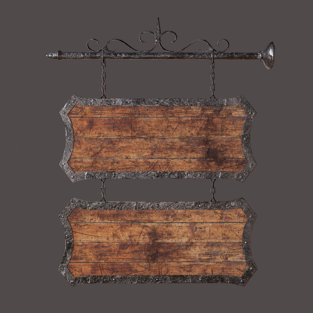 Medieval Wooden Tavern Sign 3D Model - TurboSquid 1448112