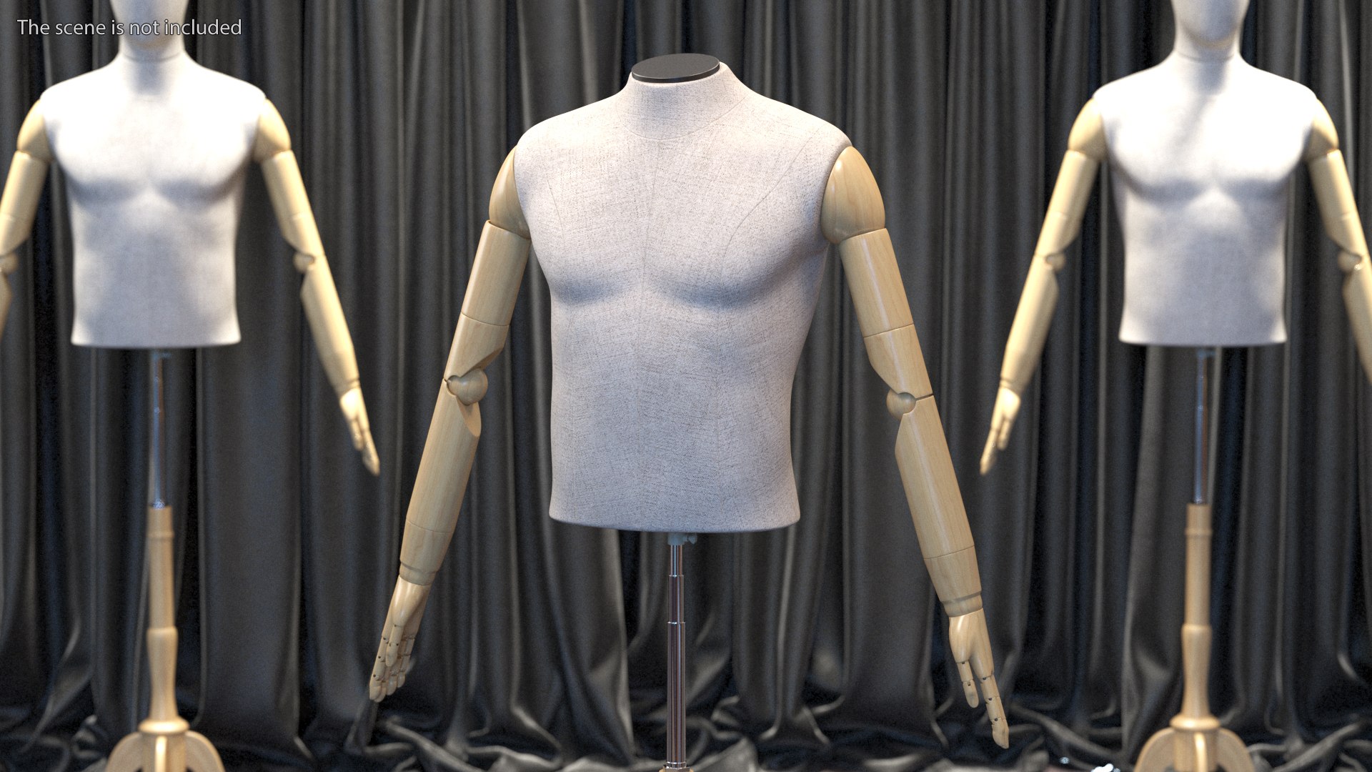 Male Flexible Half Body Mannequin Torso with Wooden Base Headless 3D ...