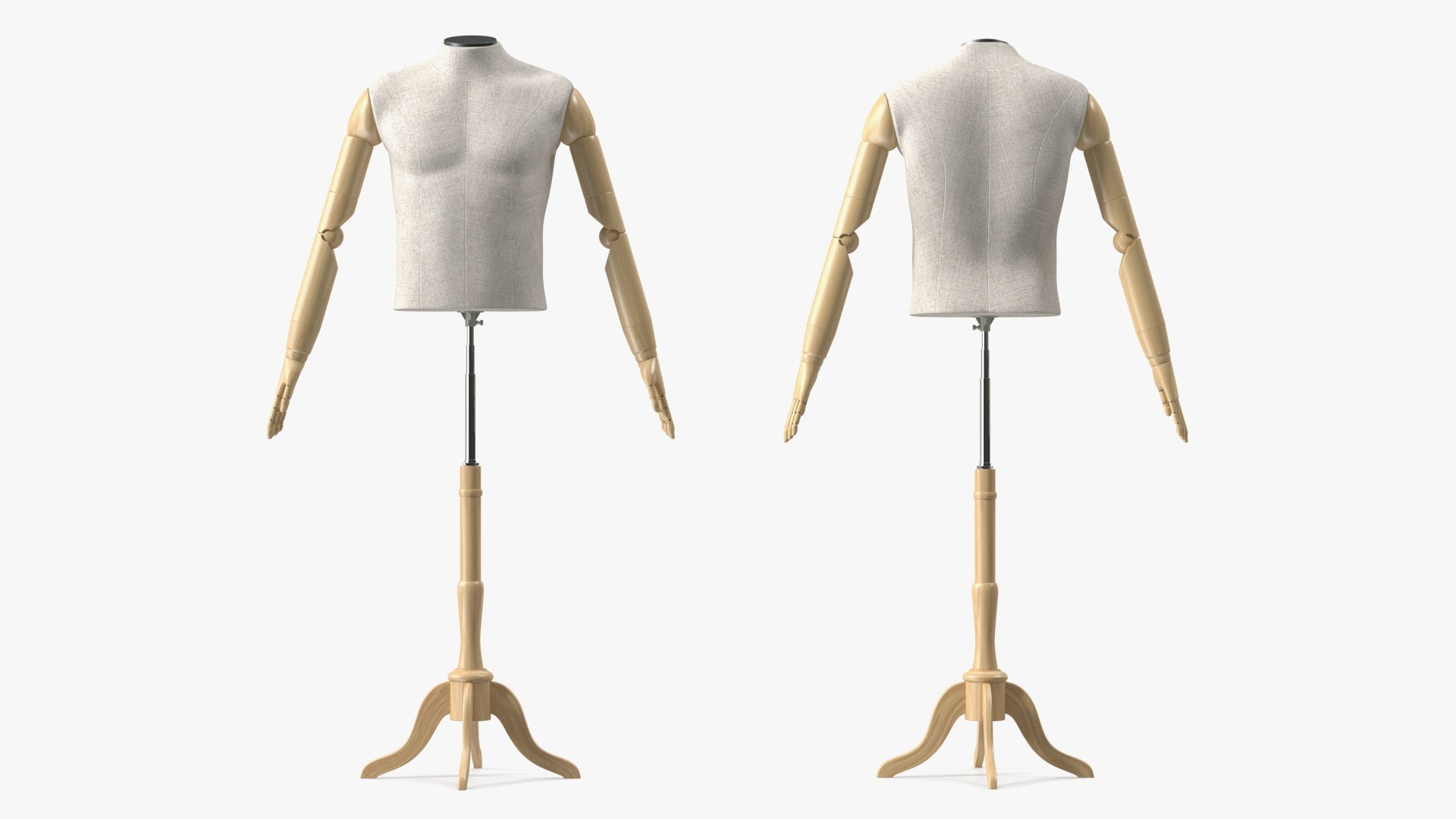 Male Flexible Half Body Mannequin Torso with Wooden Base Headless 3D ...