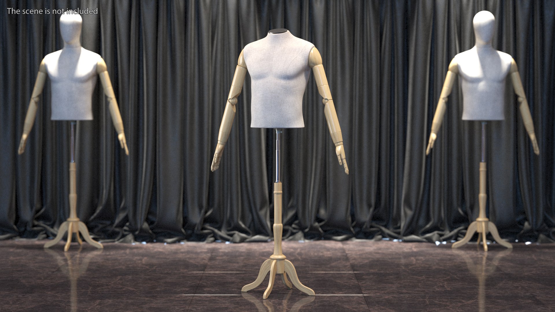 Male Flexible Half Body Mannequin Torso with Wooden Base Headless 3D ...