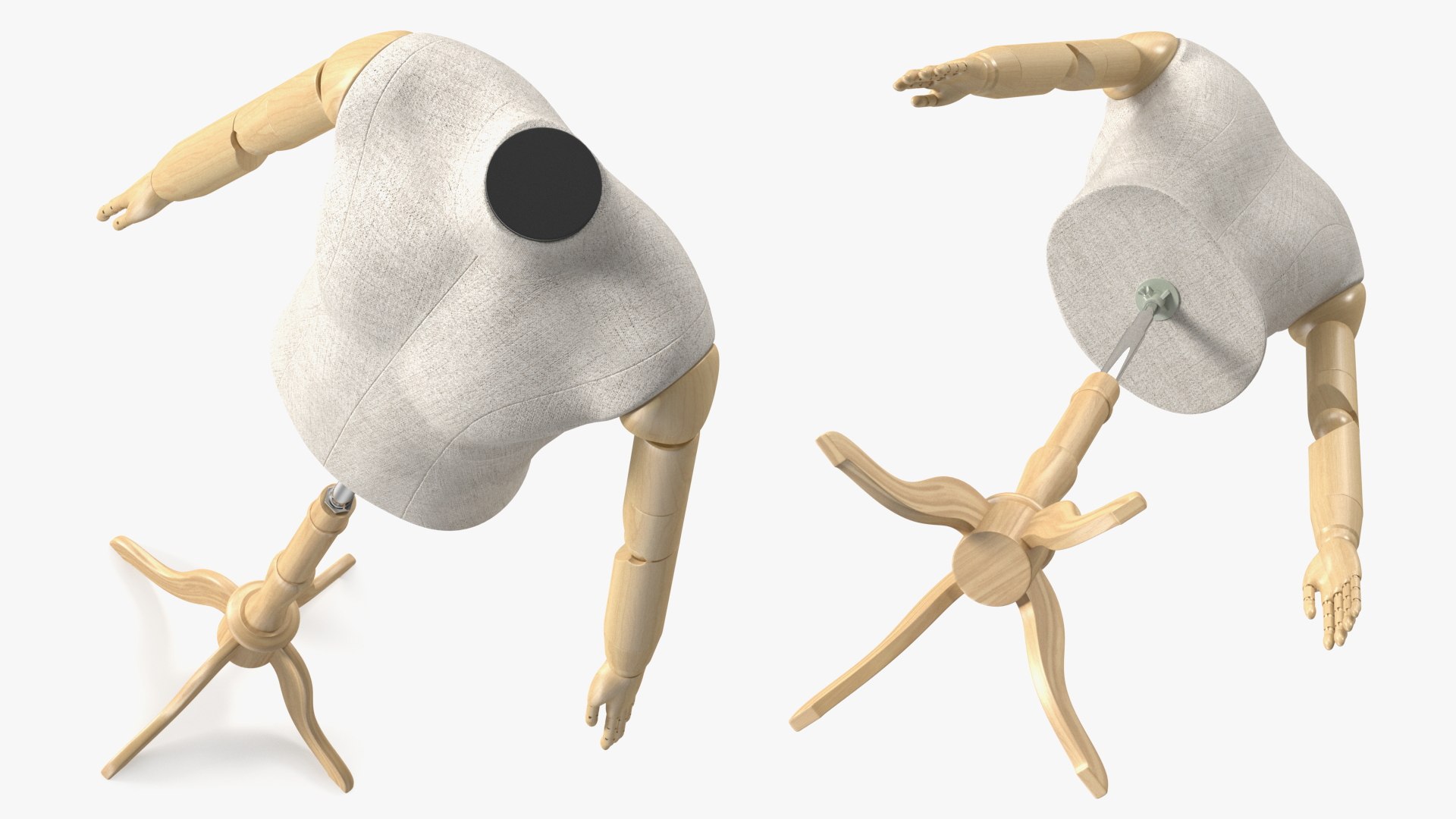 Male Flexible Half Body Mannequin Torso with Wooden Base Headless 3D ...