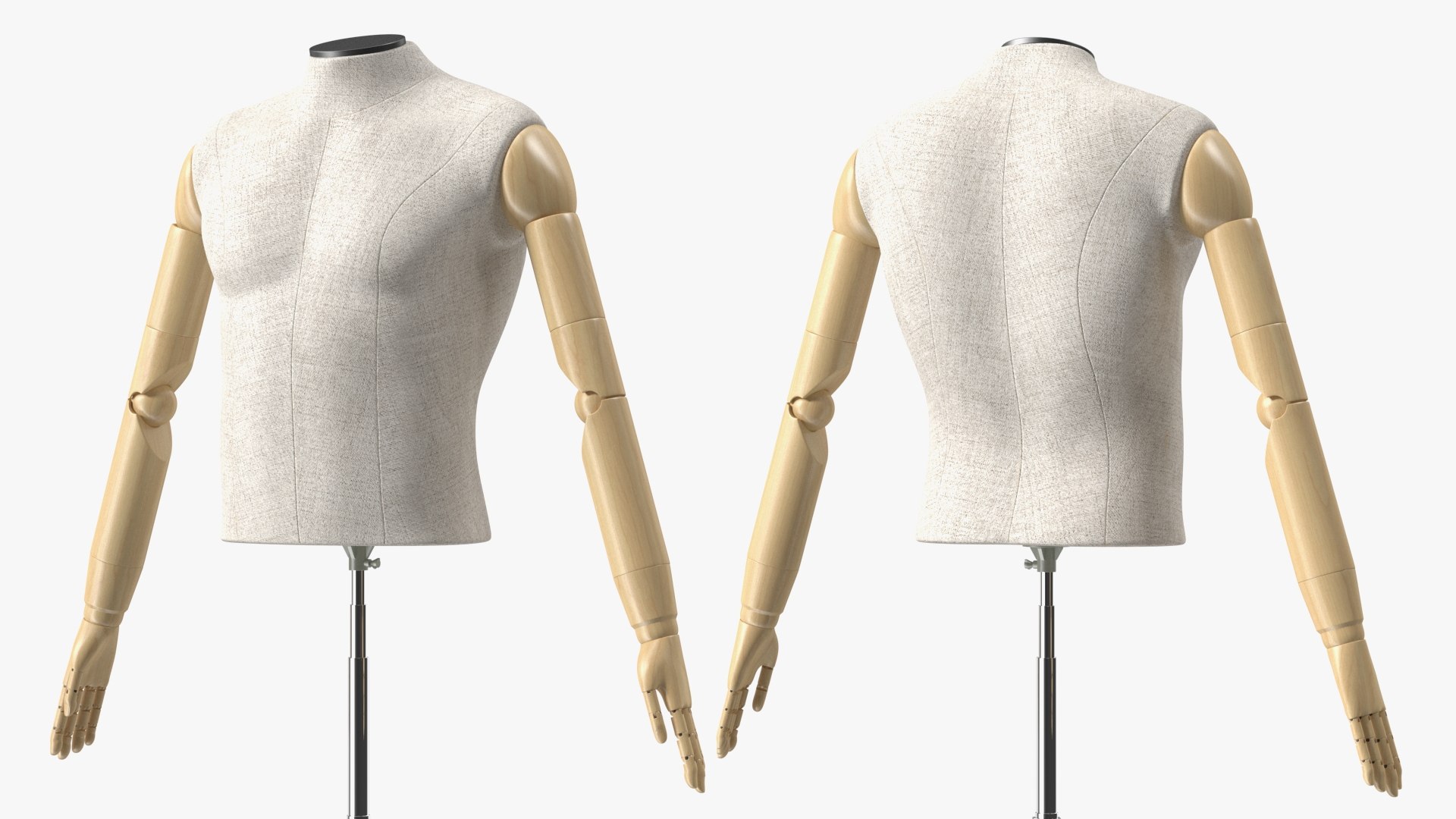 Male Flexible Half Body Mannequin Torso with Wooden Base Headless 3D ...