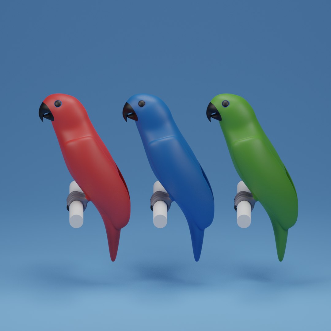 3D Cartoon Cute Bird Parrot Model - TurboSquid 1937045
