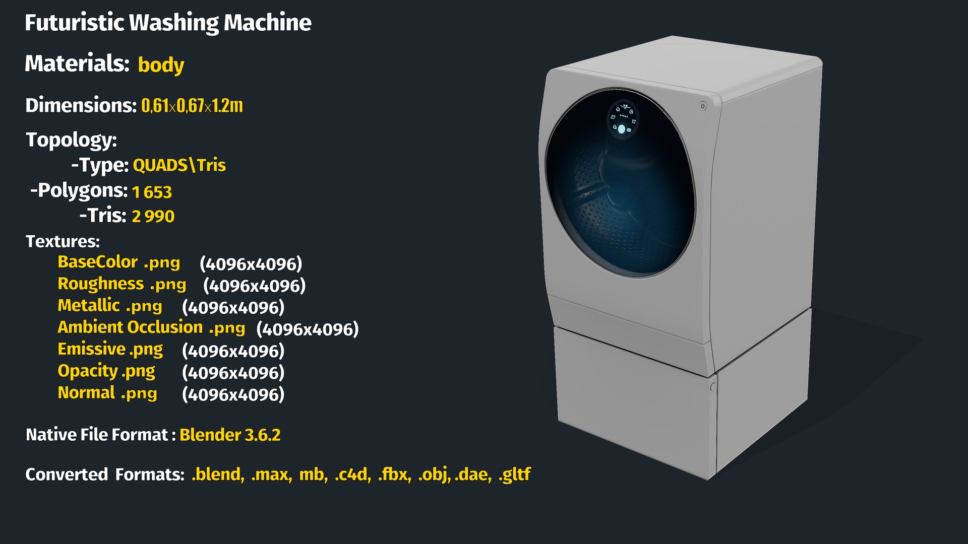 Futuristic Washing Machine 3D - TurboSquid 2130423