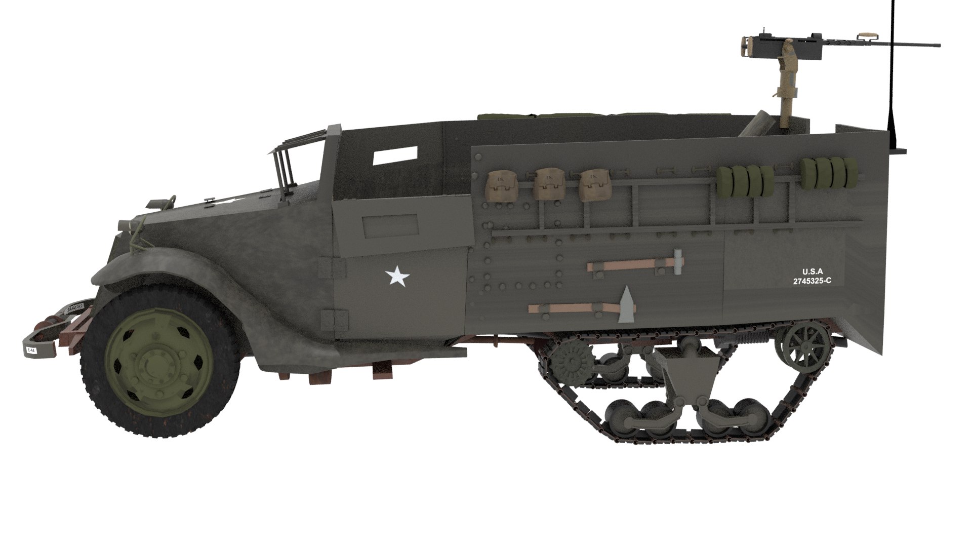 WW2 American Half Track Mortar Carrier M21 3D Model - TurboSquid 2440078