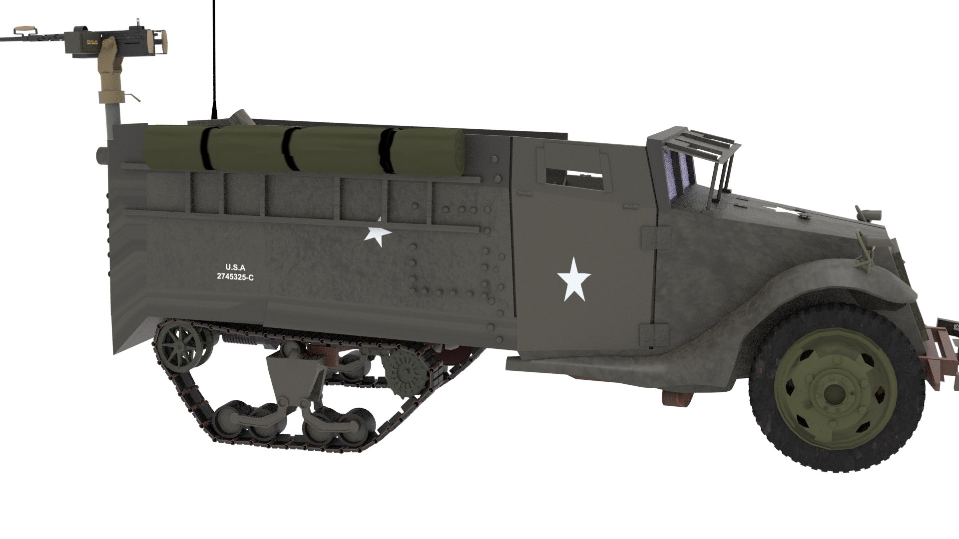 WW2 American Half Track Mortar Carrier M21 3D Model - TurboSquid 2440078