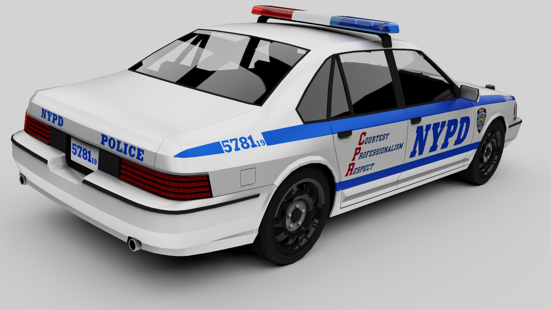 Generic Lowpoly Police Car Thompson NYPD 3D - TurboSquid 2225886
