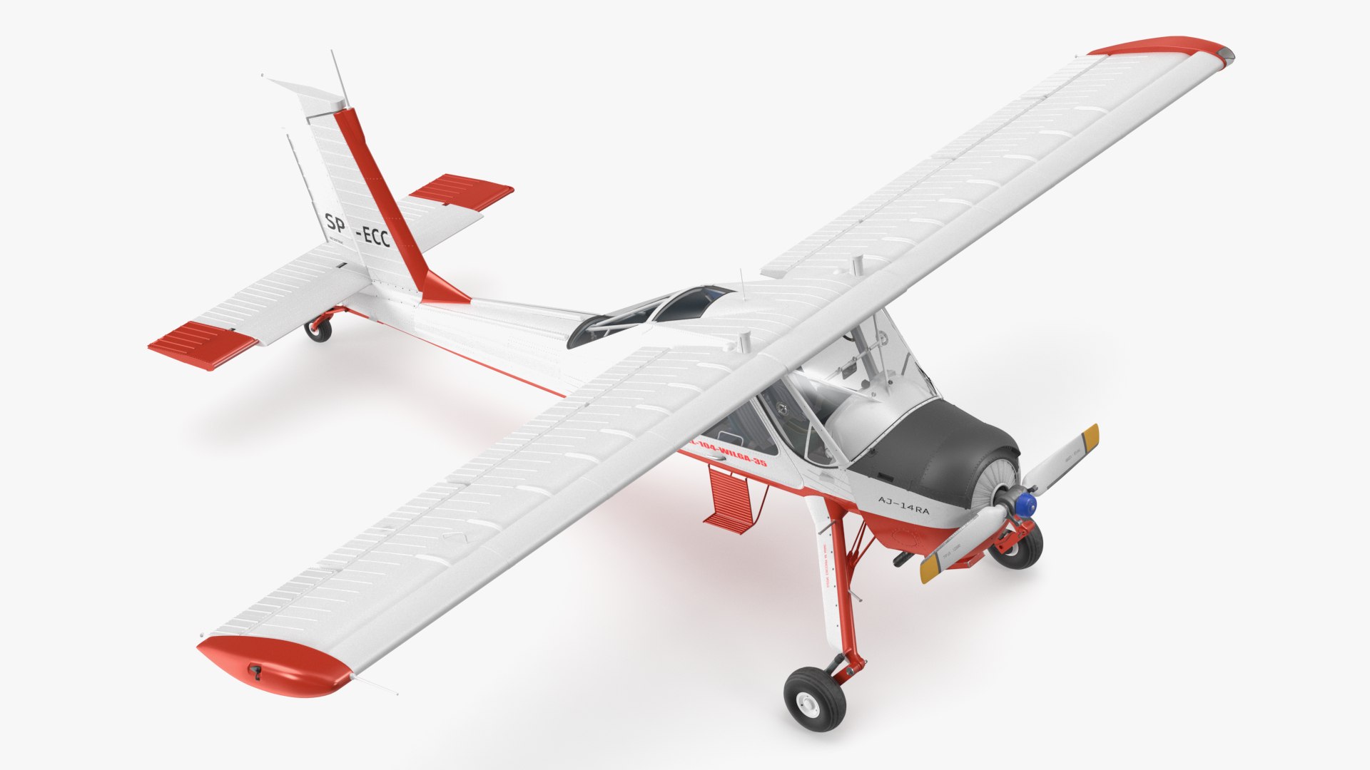 Utility Airplane PZL 104 Wilga White Rigged For Maya 3D Model ...
