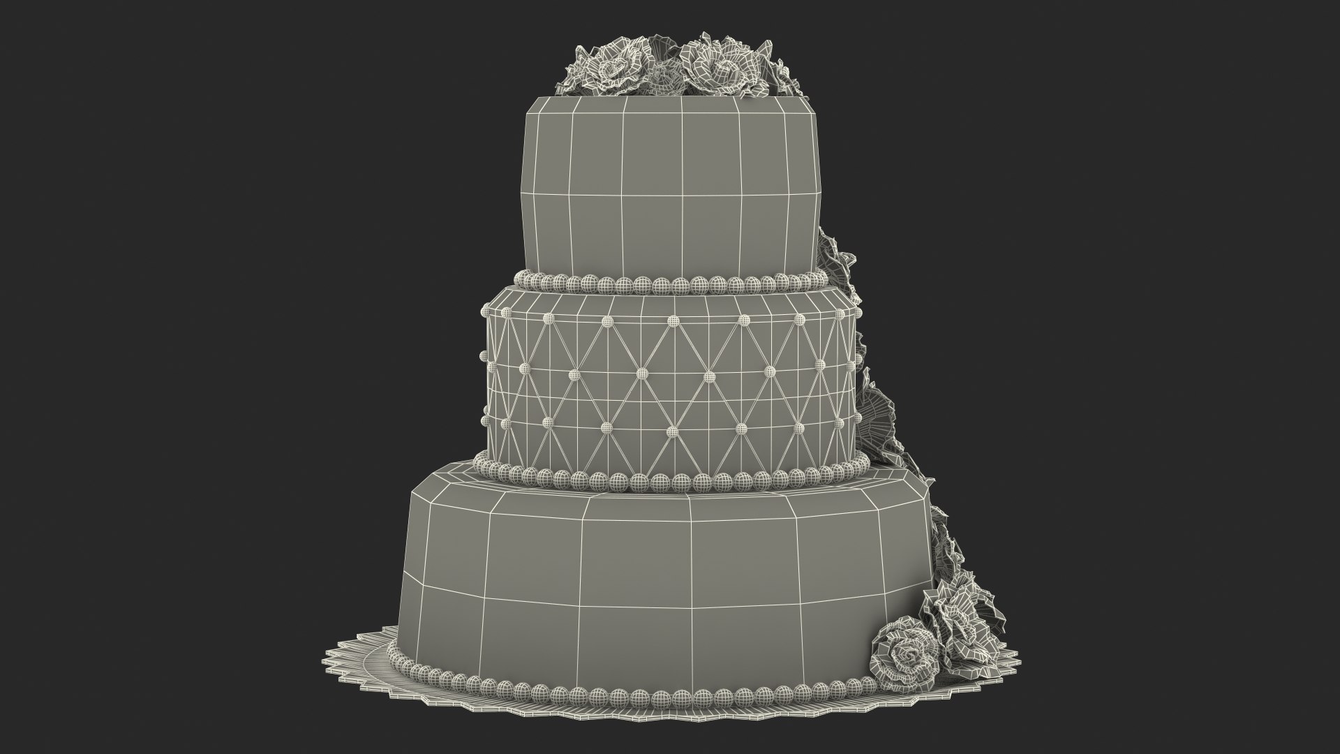 3D Multilevel Pink Wedding Cake With Flowers - TurboSquid 1830813