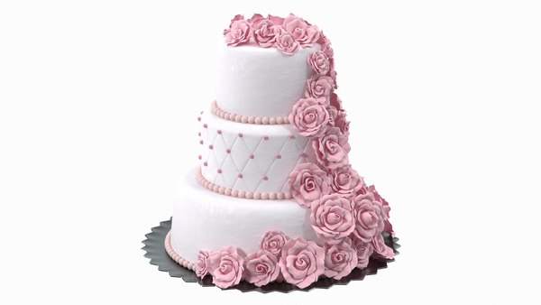 3D Multilevel Pink Wedding Cake with Flowers - TurboSquid 1830813