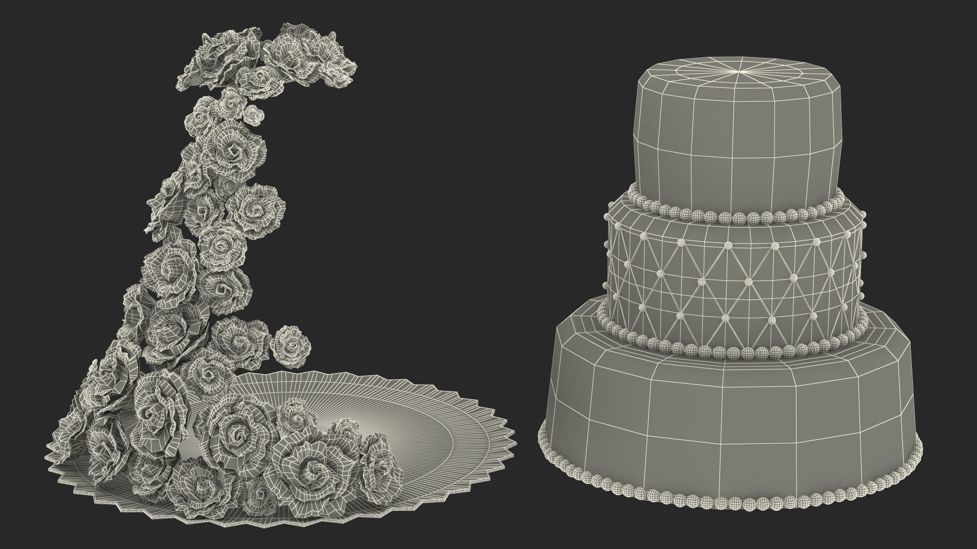 3D Multilevel Pink Wedding Cake With Flowers - TurboSquid 1830813