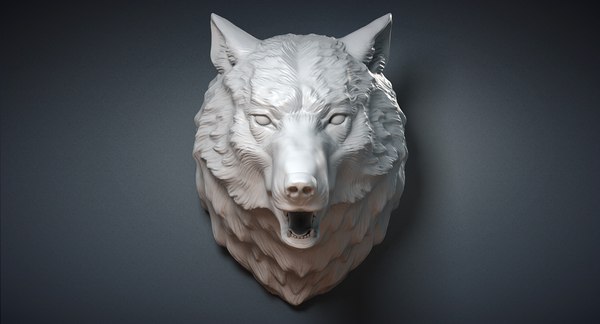 max wolf head sculpture