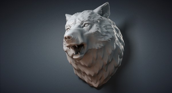 max wolf head sculpture