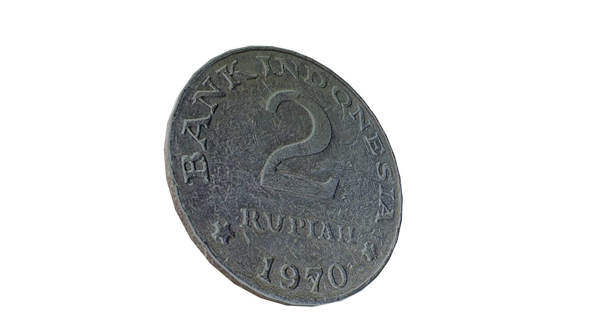 3D Indonesian 2 Rupiah Coin 1970 Vintage Currency Design - TurboSquid ...