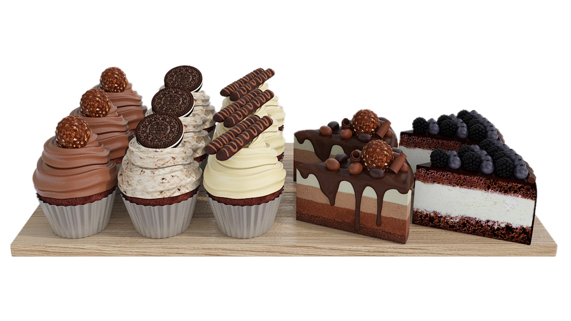 3D Chocolate Mini Desserts Model - TurboSquid 2230334
