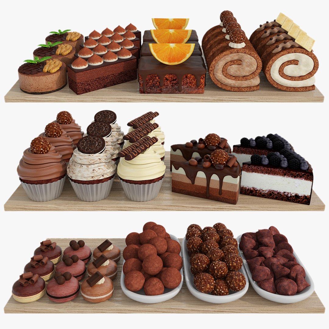 3D Chocolate Mini Desserts Model - TurboSquid 2230334