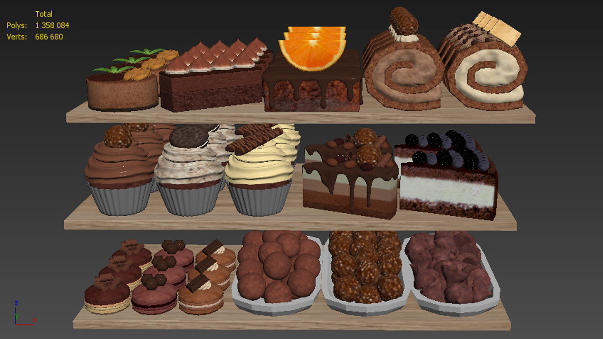 3D Chocolate Mini Desserts Model - TurboSquid 2230334