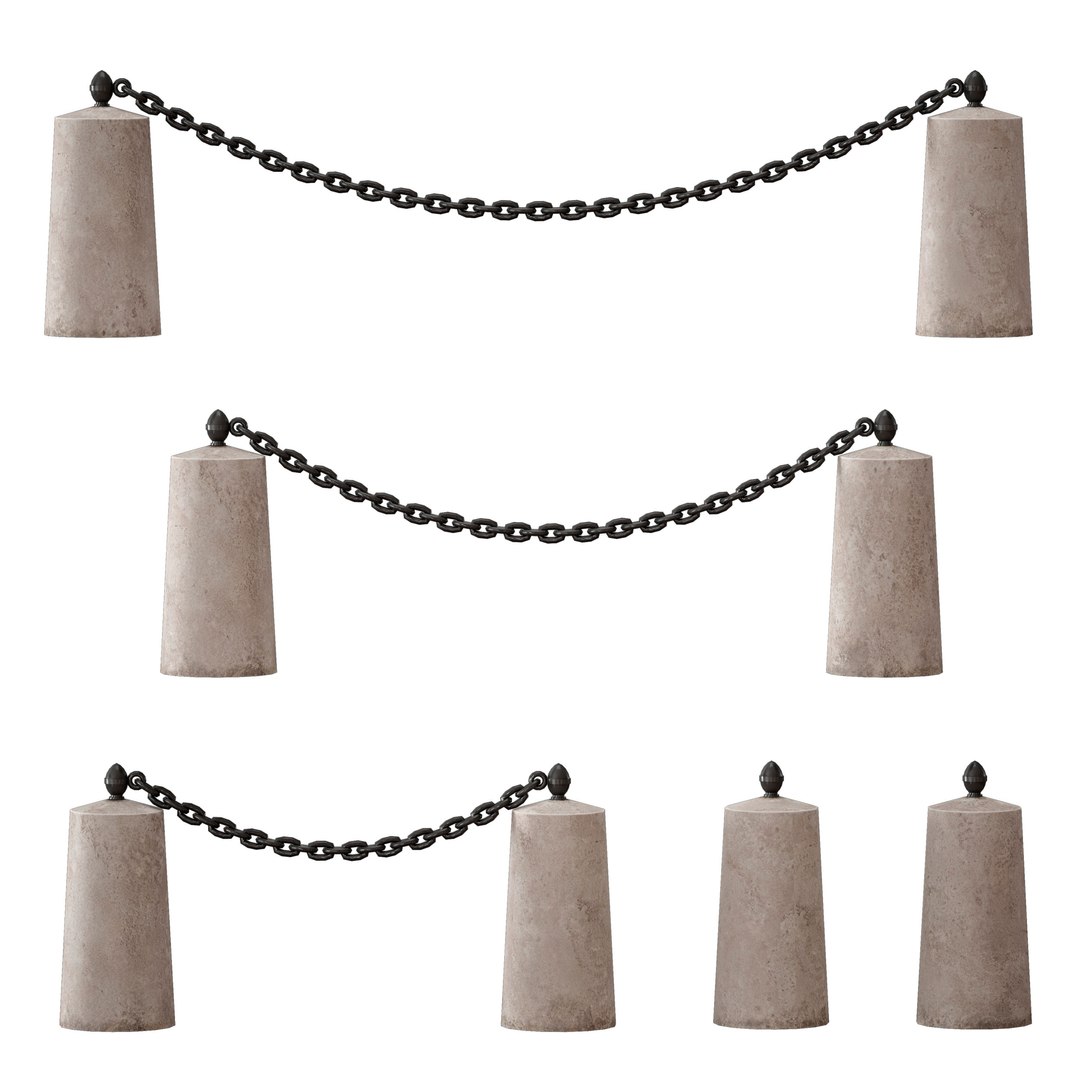 3D Fencing Concrete Poles With Chains Model - TurboSquid 1886867