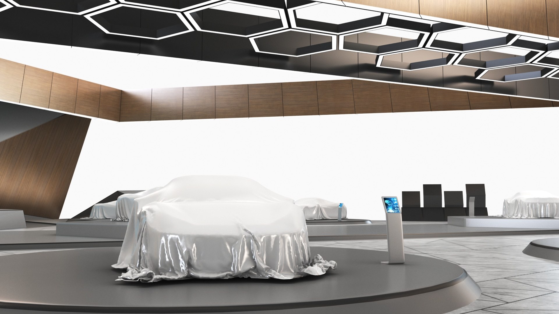 Futuristic Exhibition Stand Collection 3 In 1 3D Model - TurboSquid 2277350