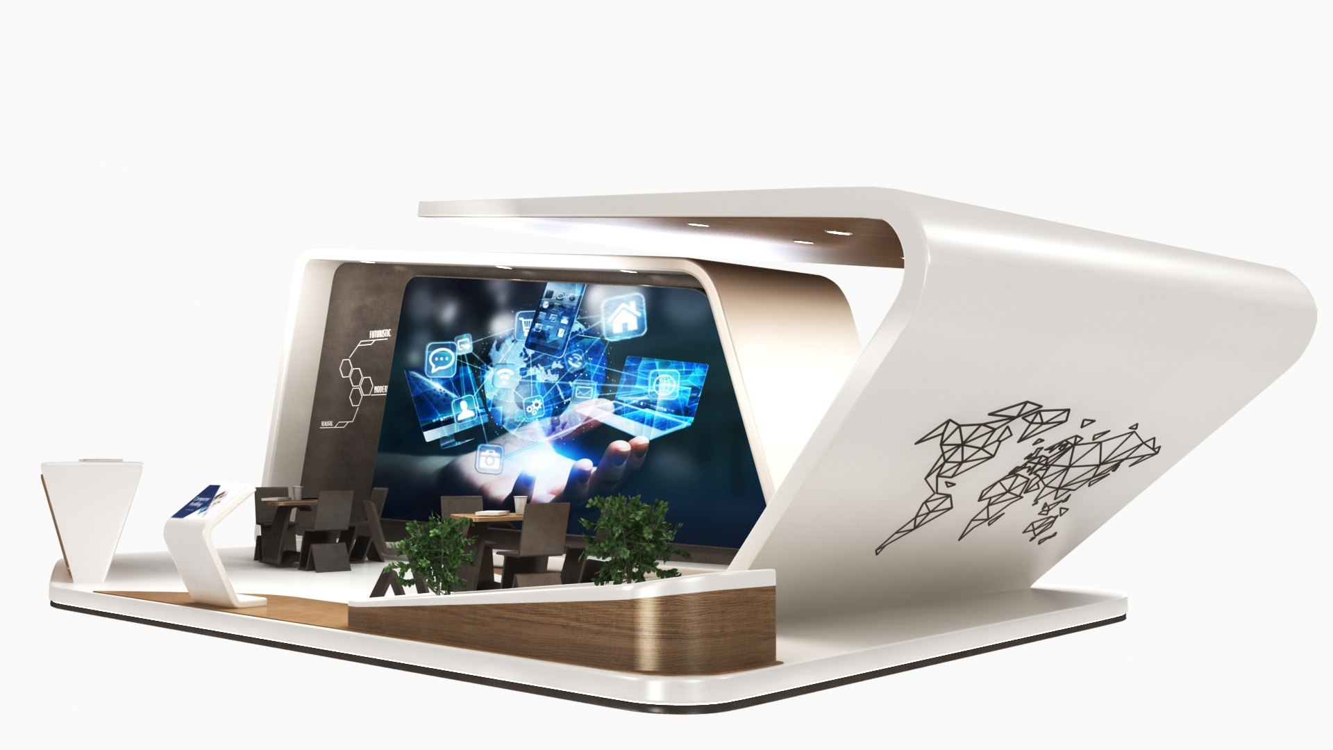 Futuristic Exhibition Stand Collection 3 In 1 3D Model - TurboSquid 2277350