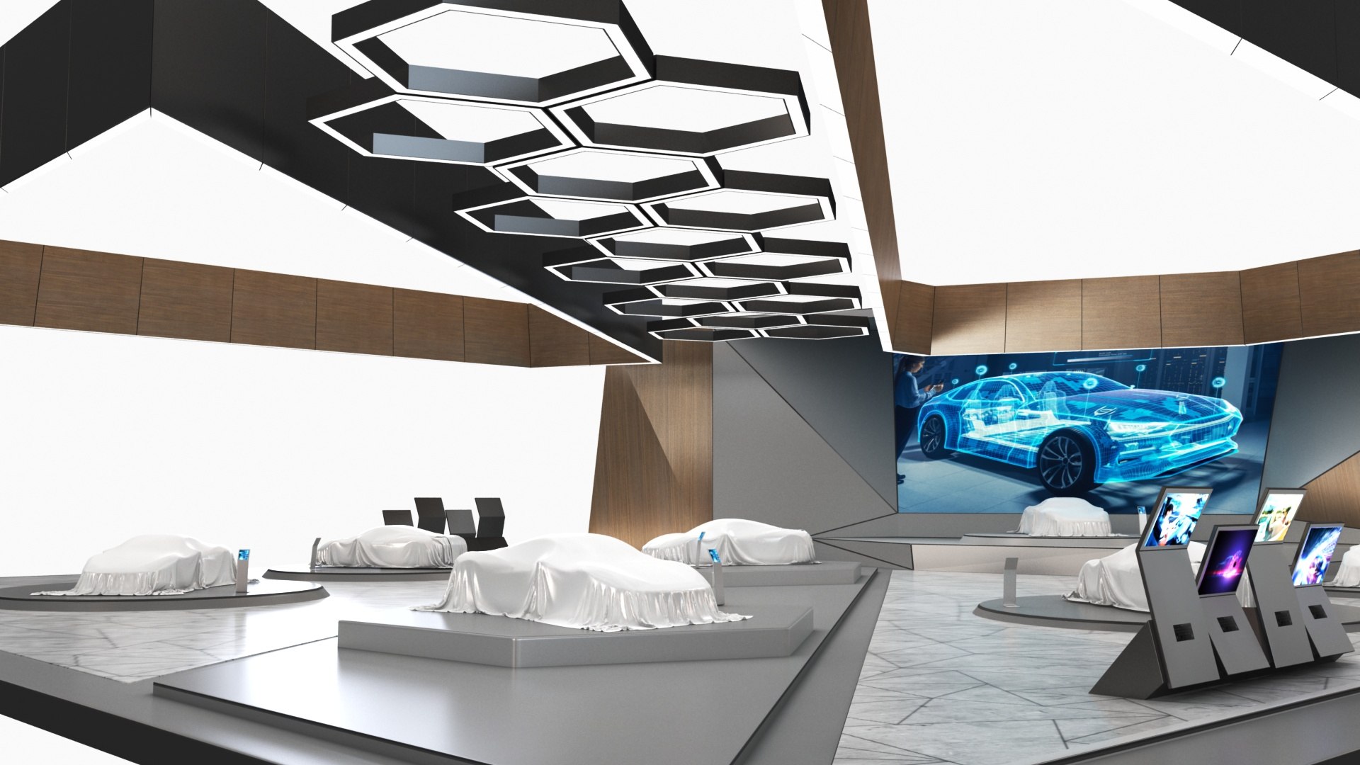 Futuristic Exhibition Stand Collection 3 In 1 3D Model - TurboSquid 2277350