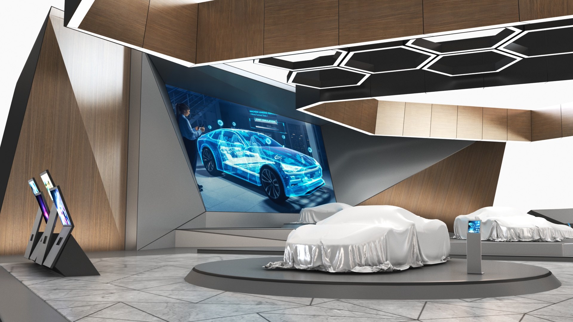 Futuristic Exhibition Stand Collection 3 In 1 3D Model - TurboSquid 2277350