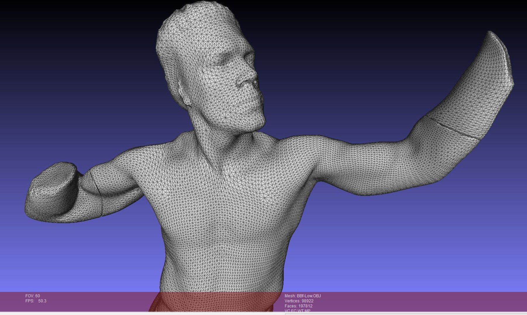 3d model of man broken statue