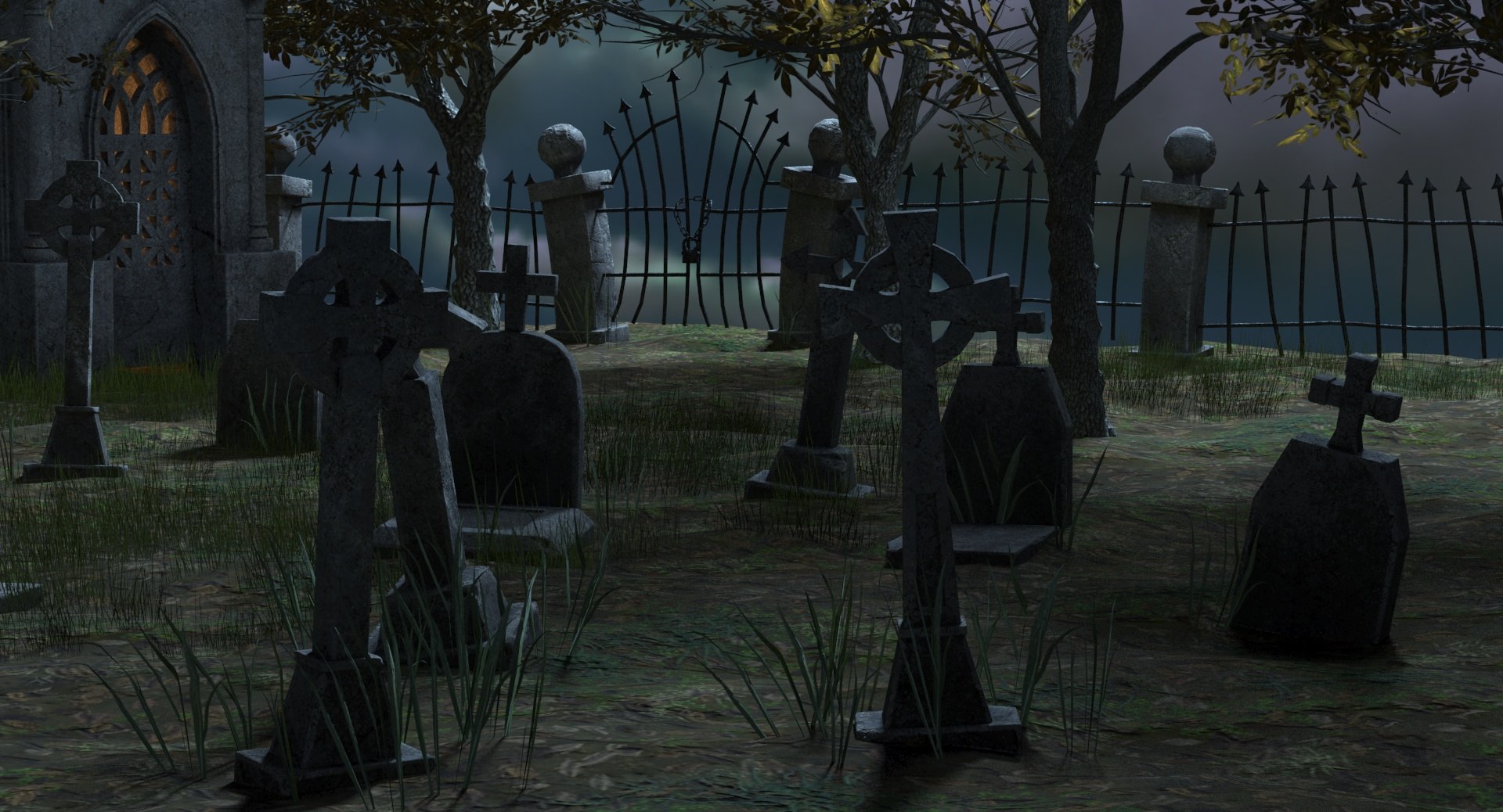 Cartoon Cemetery Model - TurboSquid 1310992