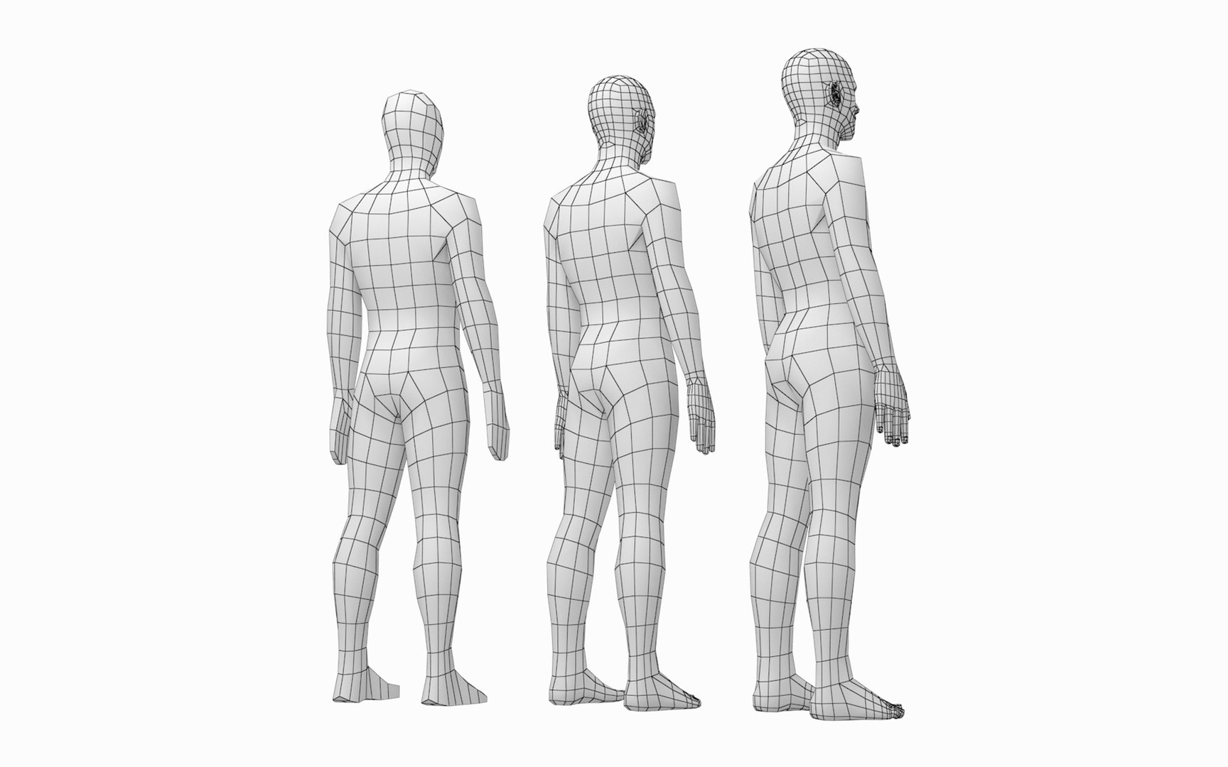Natural Female And Male In Rest Pose Base Mesh BUNDLE 3D Model ...