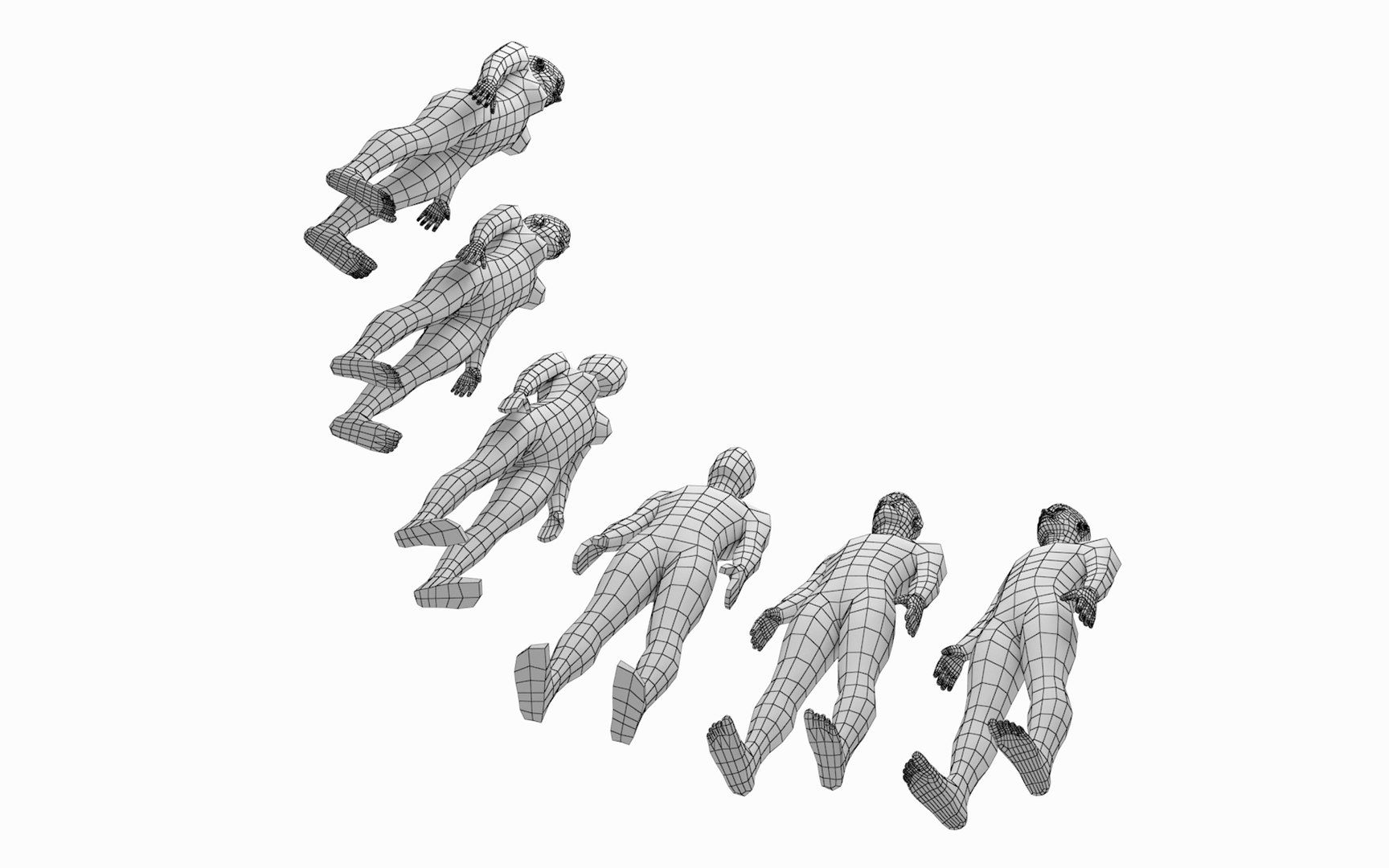 Natural Female And Male In Rest Pose Base Mesh BUNDLE 3D Model ...