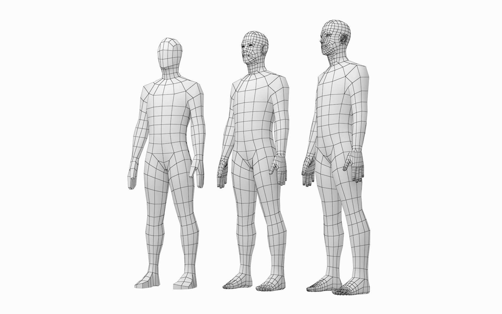 Natural Female And Male In Rest Pose Base Mesh BUNDLE 3D Model ...