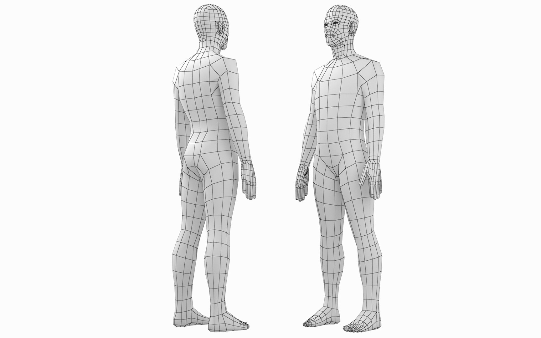 Natural Female And Male In Rest Pose Base Mesh BUNDLE 3D Model ...