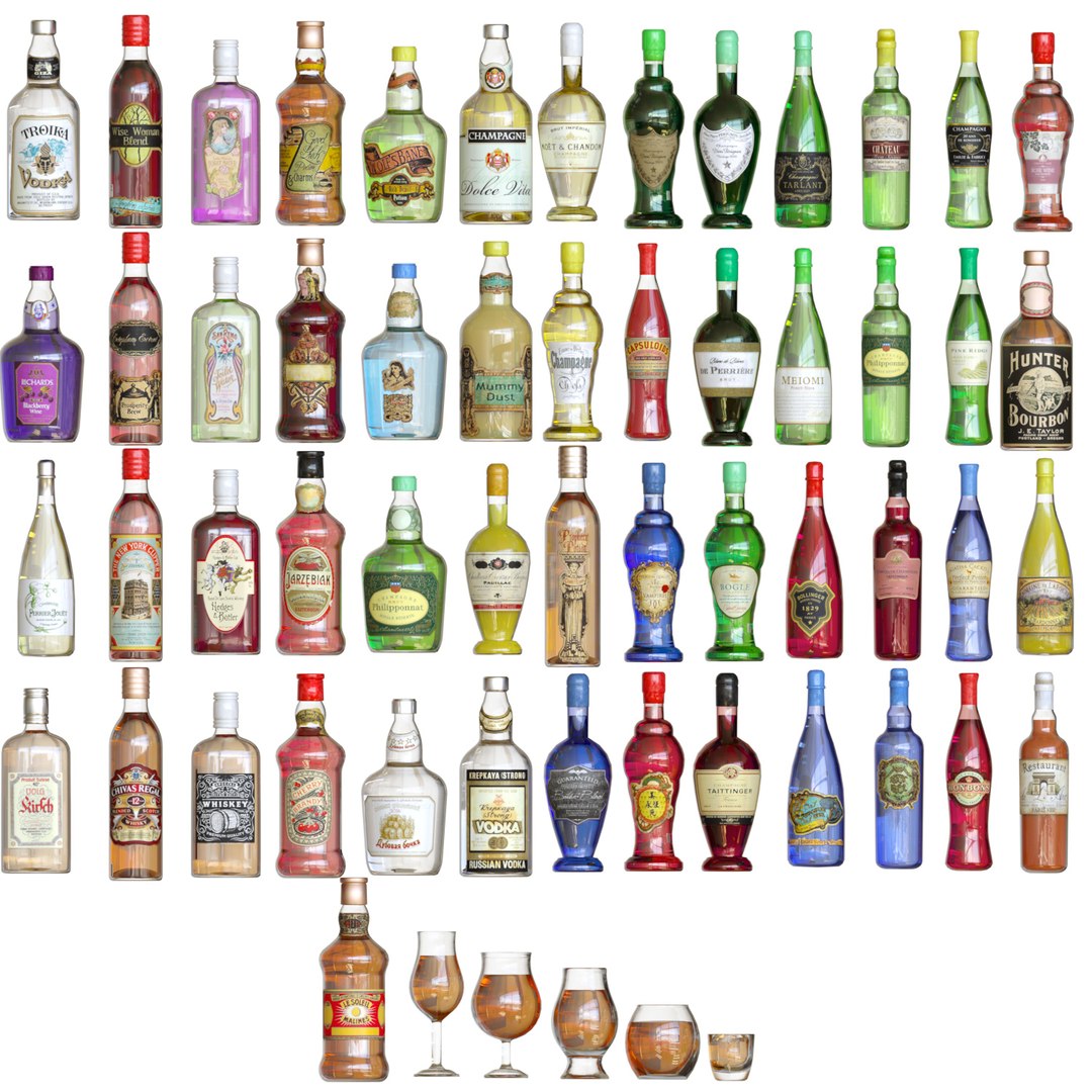 Bottles Alcohol 3D Model - TurboSquid 1452053
