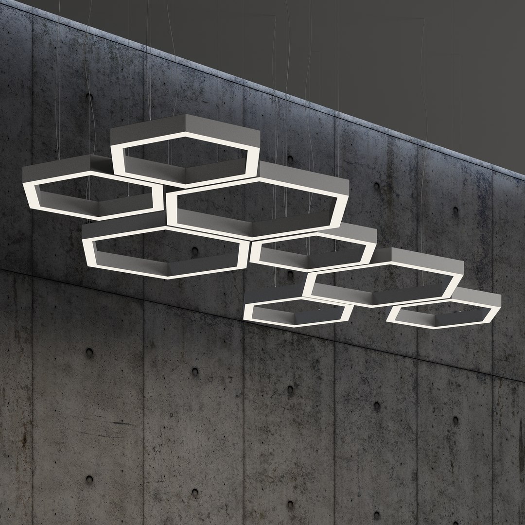 3D Hex Ceiling Light - TurboSquid 1642316